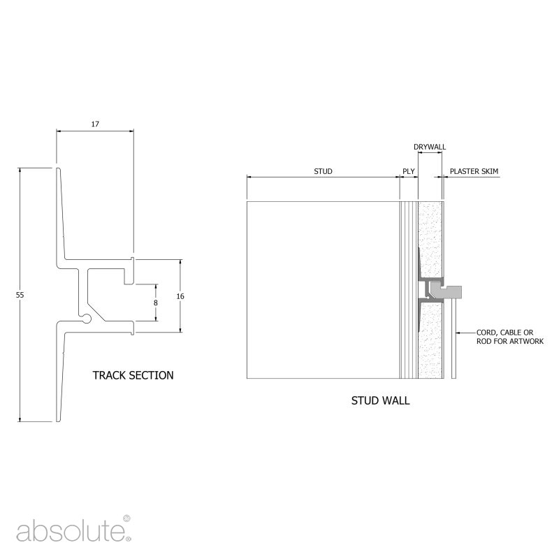 Flush Mount Track (Rail) - Recessed Art Hanging System - Absolute ...